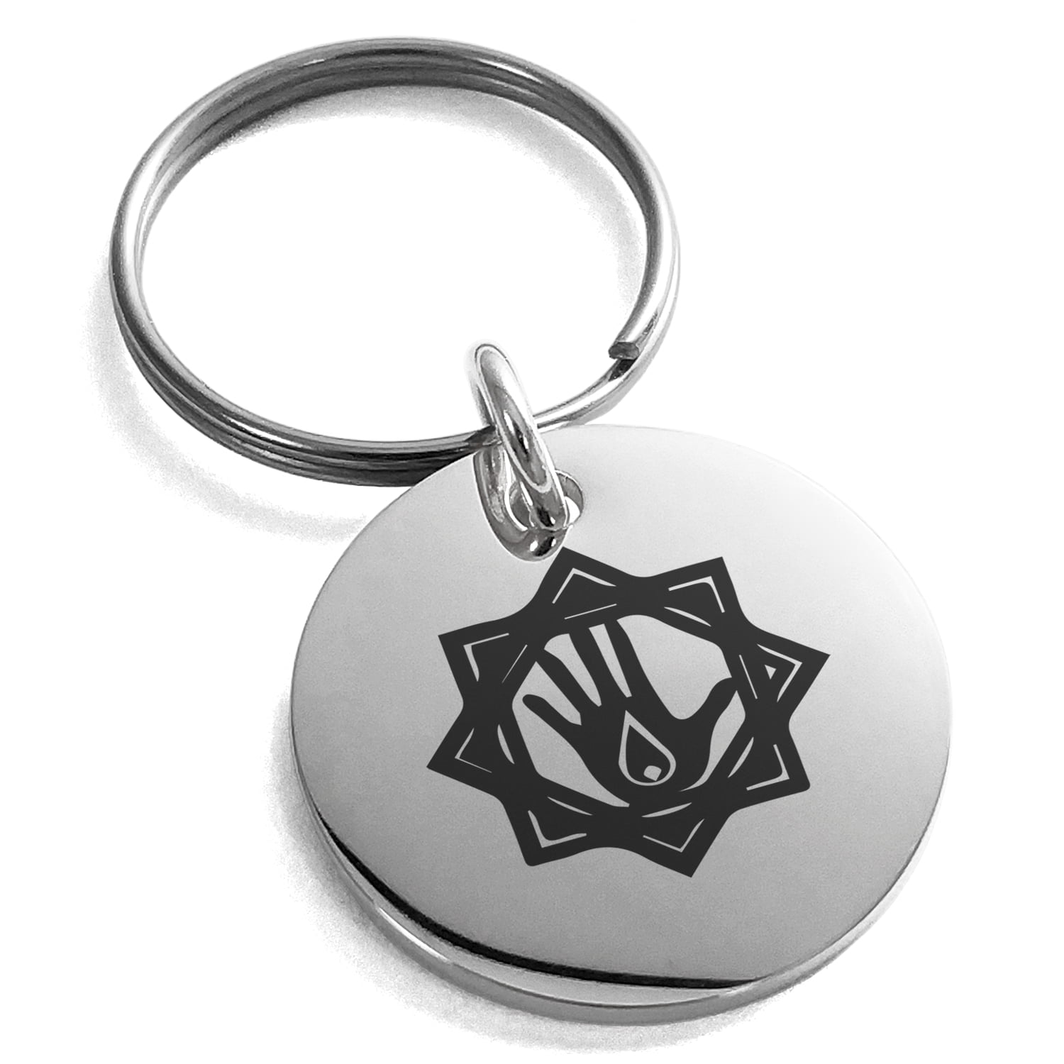 Stainless Steel Blood Magic Rune Engraved Small Medallion Circle Charm ...