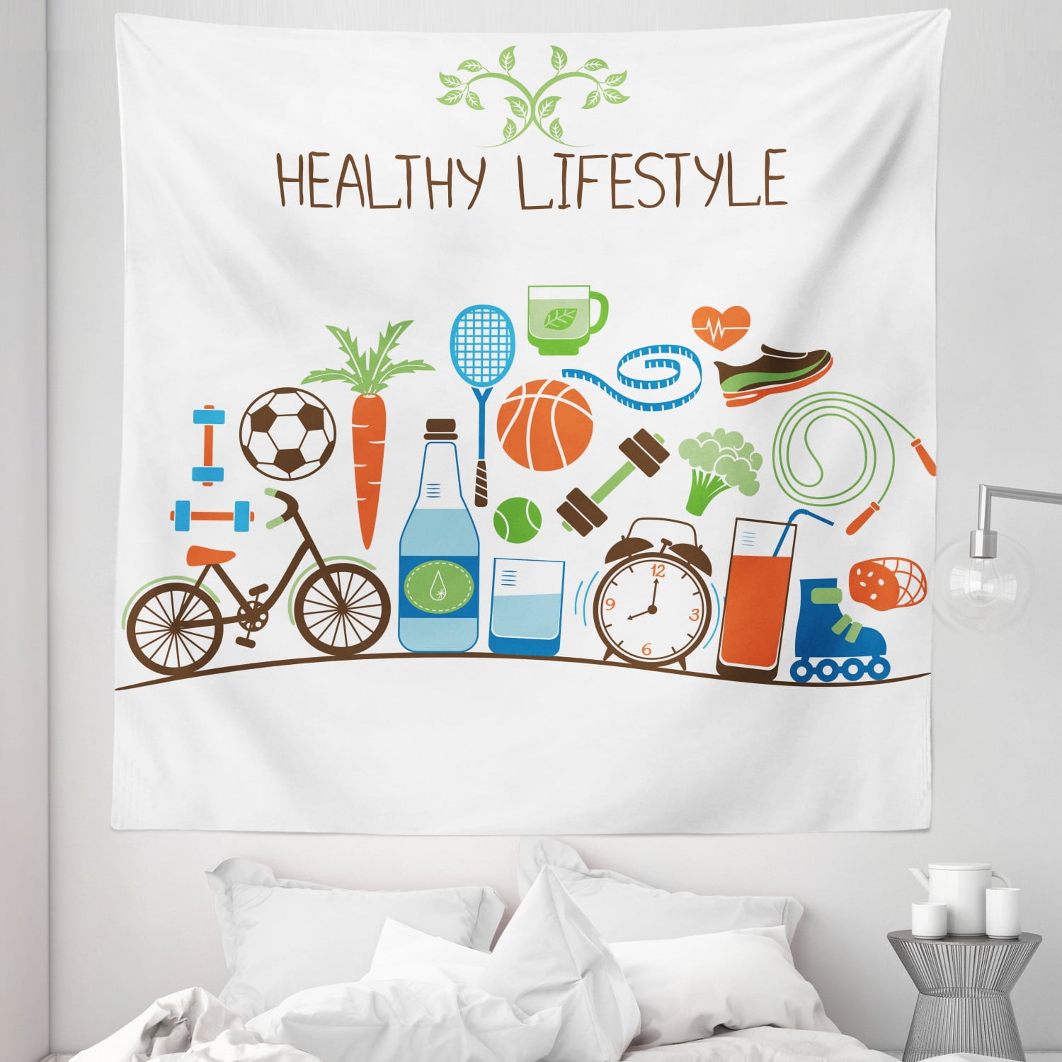 Fitness Tapestry, Healthcare Theme Athletic Energetic Life Routine ...