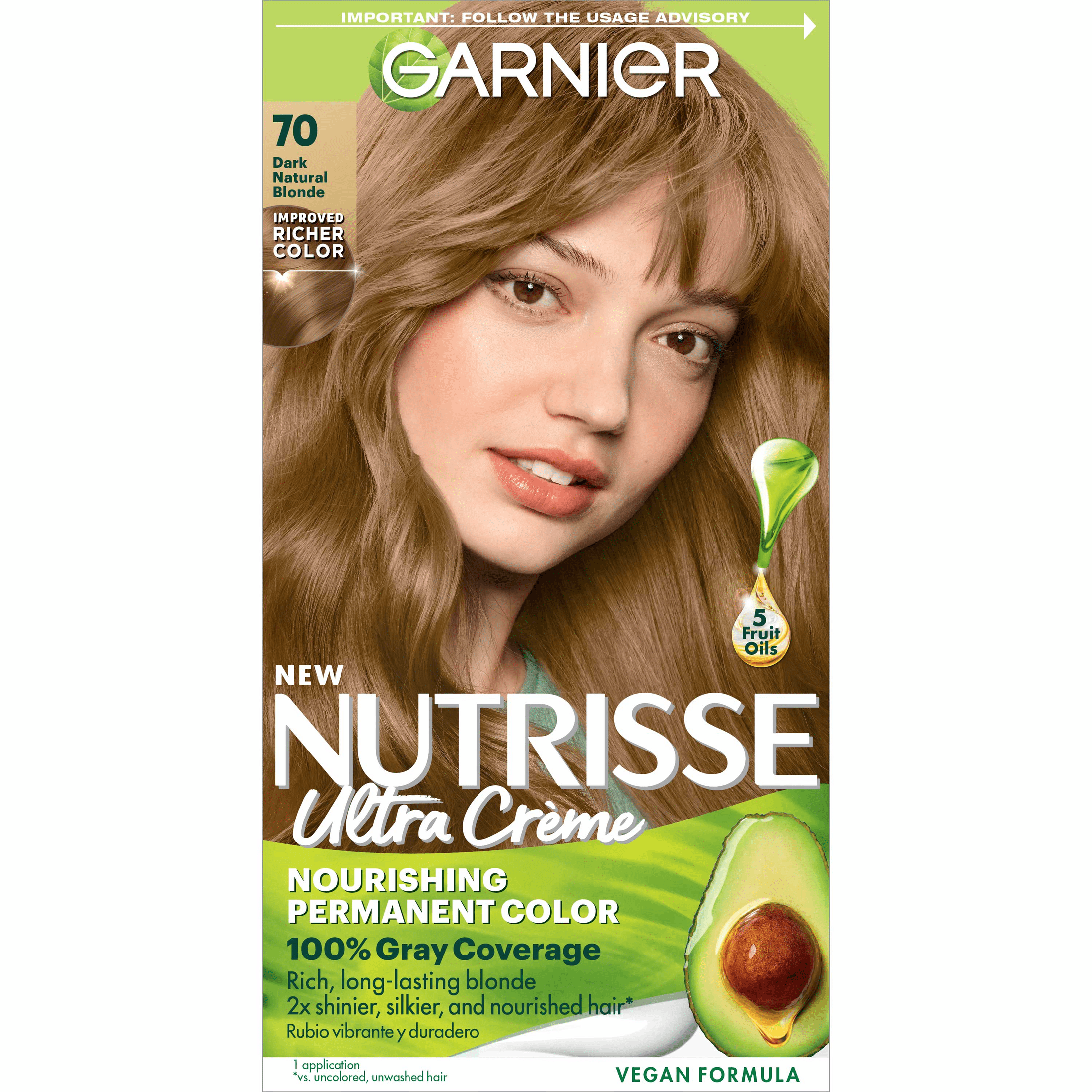 Garnier Nutrisse Nourishing Hair Color Creme, 070 Dark Natural Blonde ...