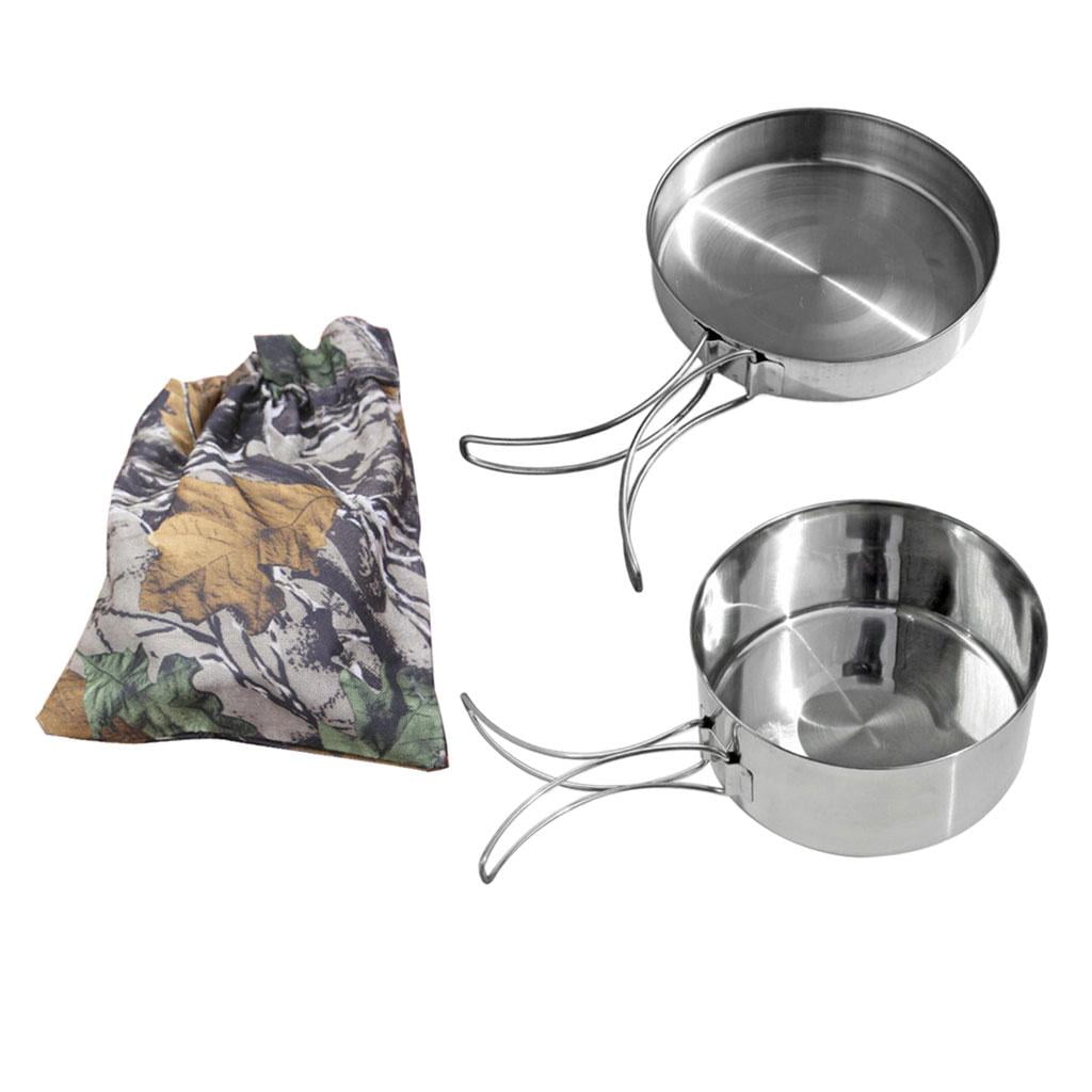 Camping Cookware Set Mess , Stainless Steel Cooking Pot And Frying Pan ...