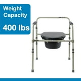 Equate Steel Foldable 3-in-1 Bedside Toilet Commode, 400 lb Weight ...