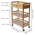 Bamboo Kitchen Cart 3 Tier, Mobile Storage Cart with Drawer & 2 Pans ...