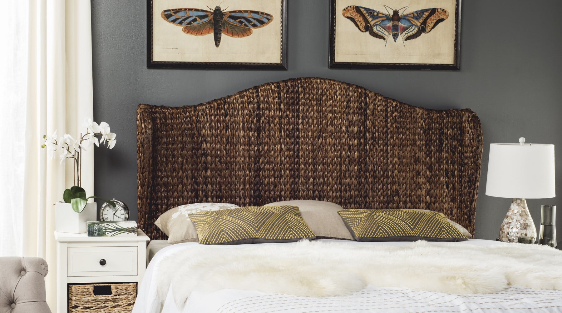 Safavieh Nadine Coastal Rattan Winged Headboard - Walmart.com