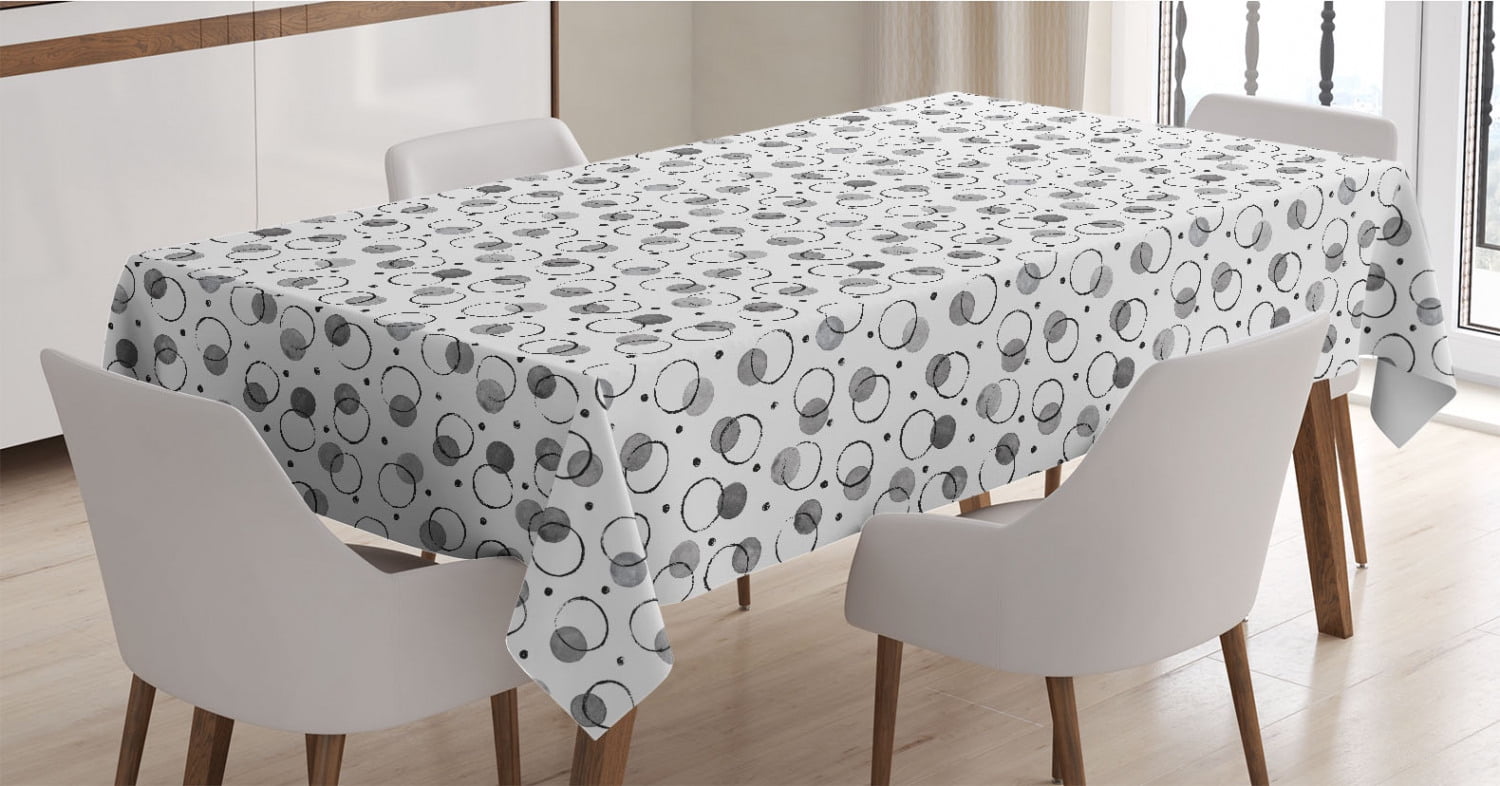 Circle Tablecloth, Abstract Watercolor Splash Ink Spots Dots Repetitive ...