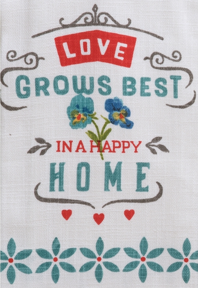 Country Fresh Love Grows Best in Happy Home Kitchen Tea Towel Cotton ...