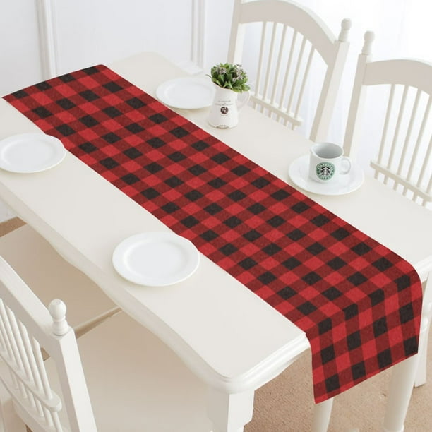 MKHERT Red Black Checkered Plaid Elegant Gingham Table Runner Home ...