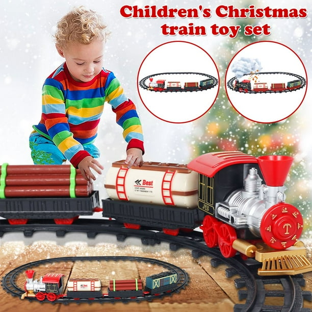 EIMELI Electric Train Toy Rail Car Set with Music and Realistic Smoke ...