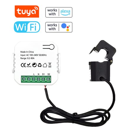 WiFi Energy Meter 80A Current Transformer Clamp KWh Power Monitor ...