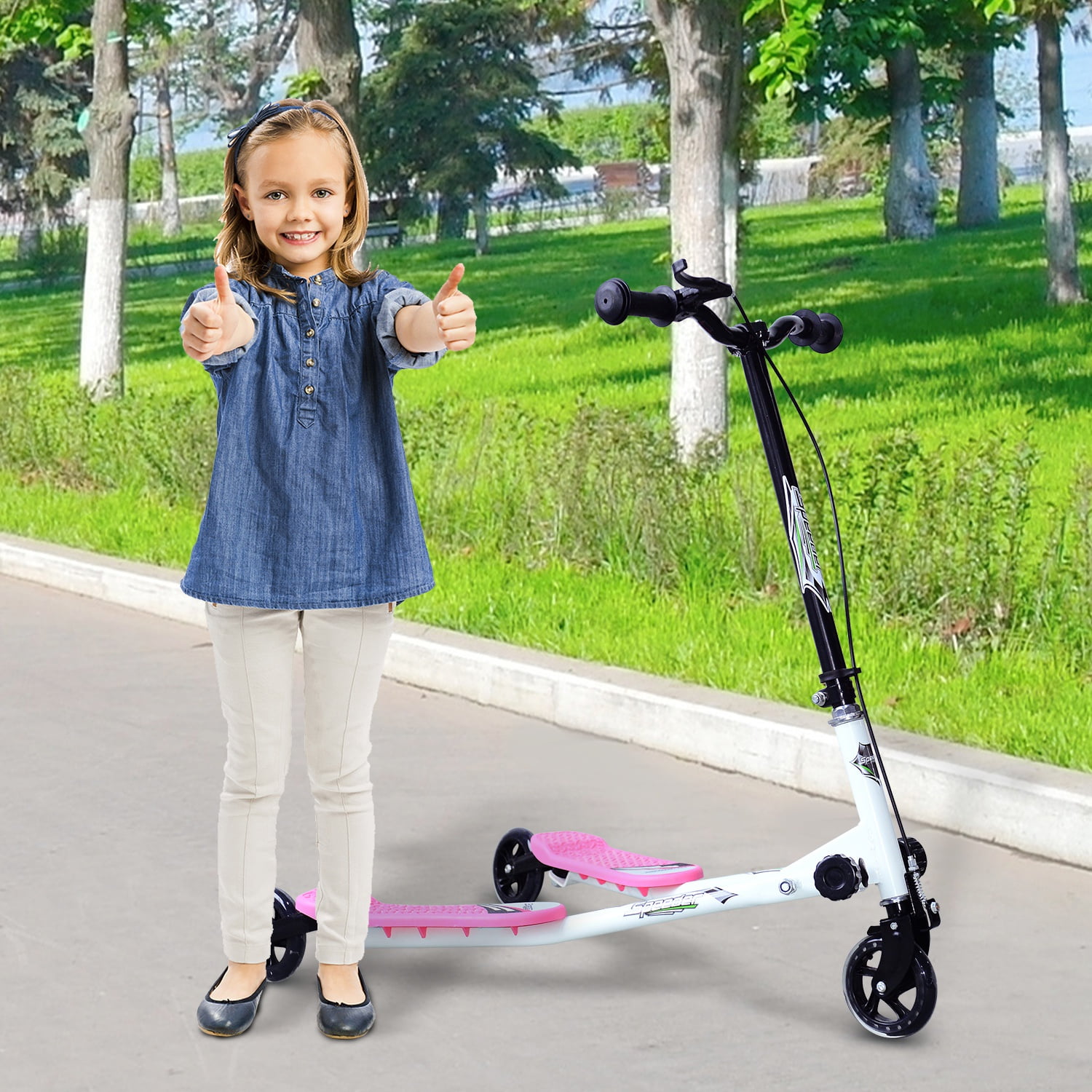 Foldable Swing Scooter Children Tri Scooter 3 Wheels Speeder Slider ...