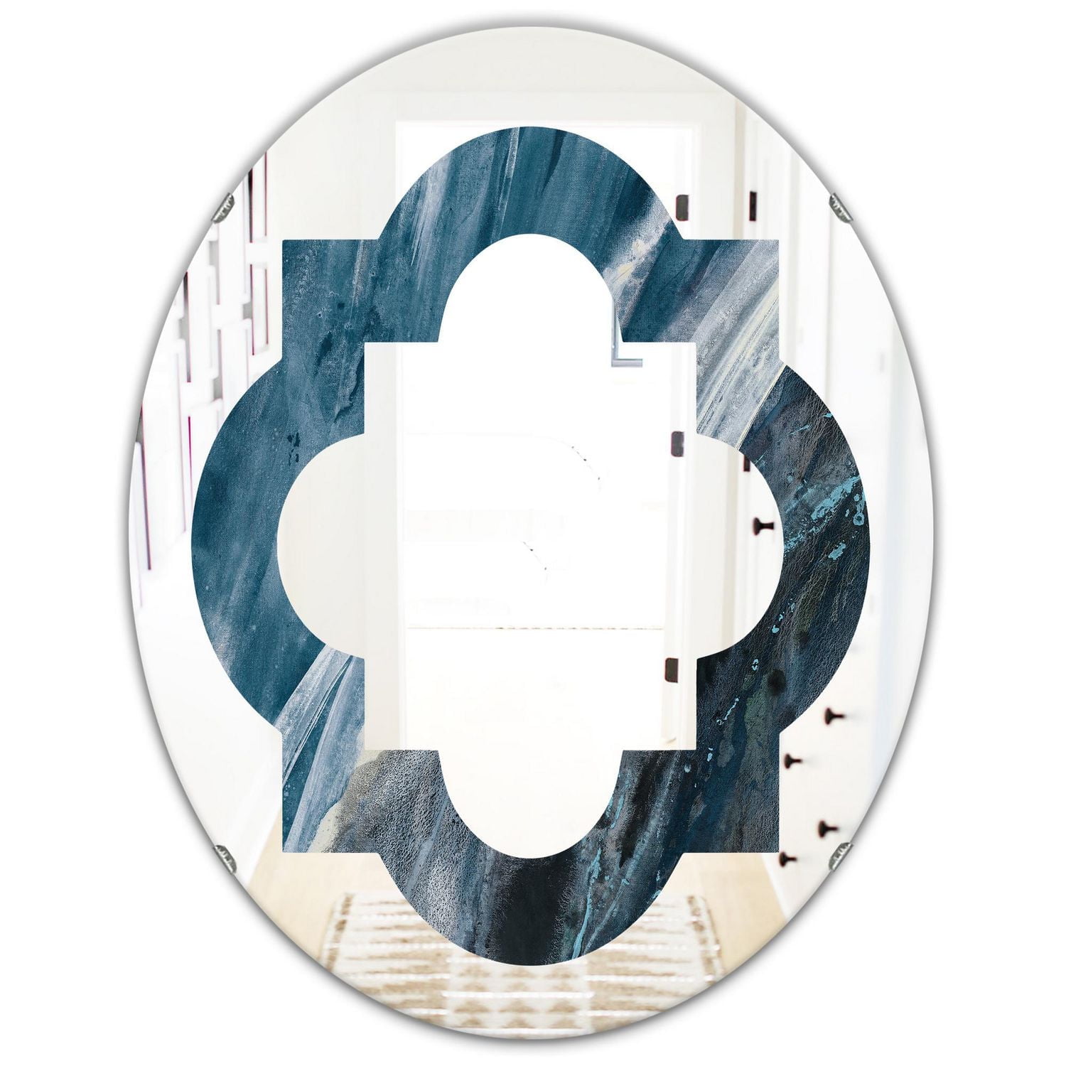 Click here for Designart splash Blue Indigo Modern Oval Wall Mirr... prices