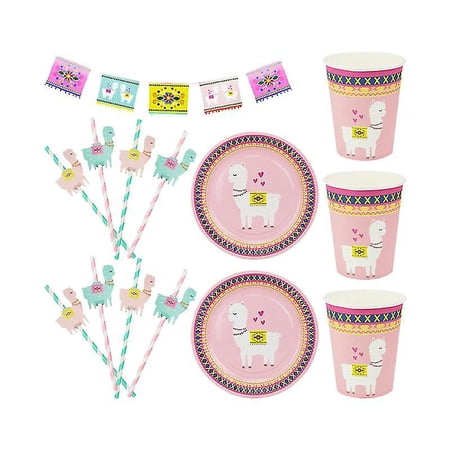 1 Set Of 25pcs Disposable Cutlery Kit Cartoon Alpaca Themed Tableware ...