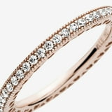 Authentic Hearts of Ring, Rose & Clear CZ 180963CZ-56 EU, 7.5 US ...