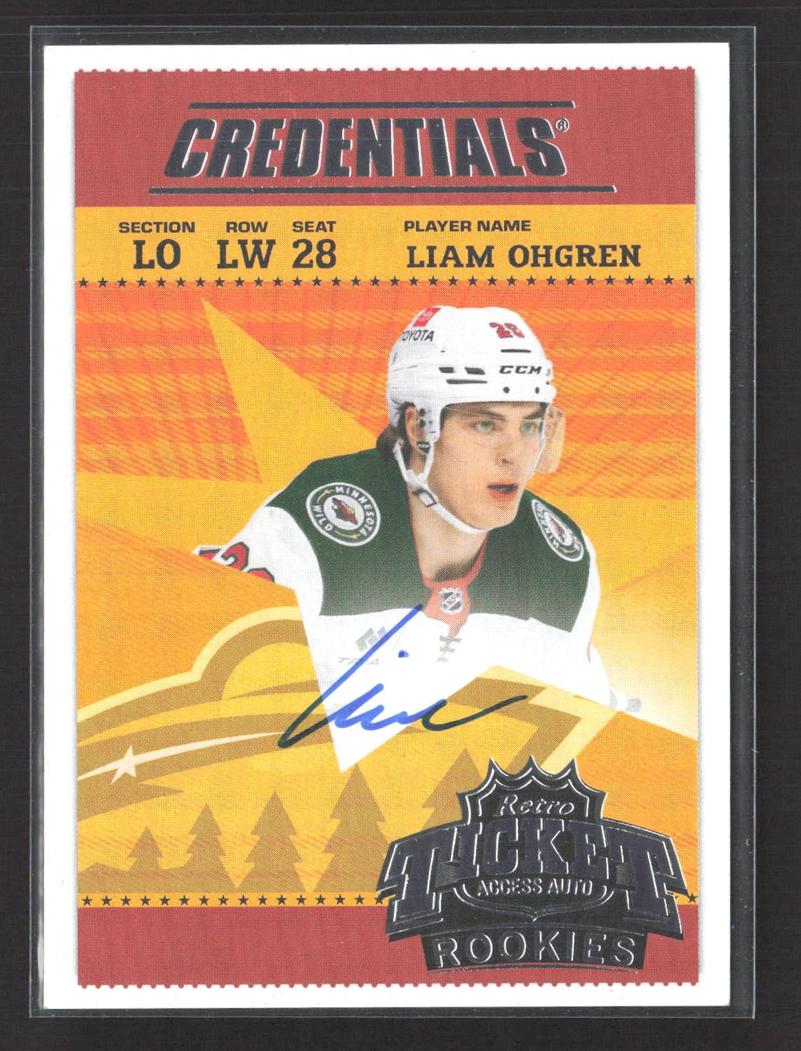 2025 Upper Deck Credentials Retro Ticket Access Auto Liam Ohgren #RTAR ...