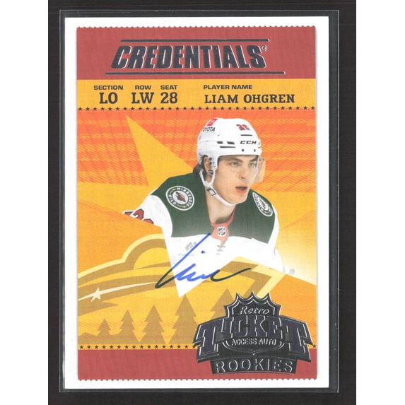 2025 Upper Deck Credentials Retro Ticket Access Auto Liam Ohgren #RTAR ...