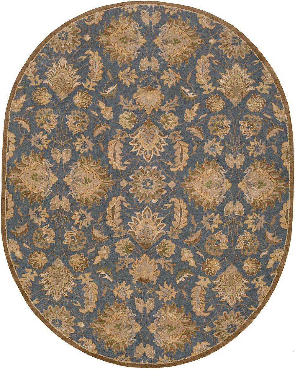 Traditional Corinne Collection Area Rug in Sky Color and Hearth, Oval ...