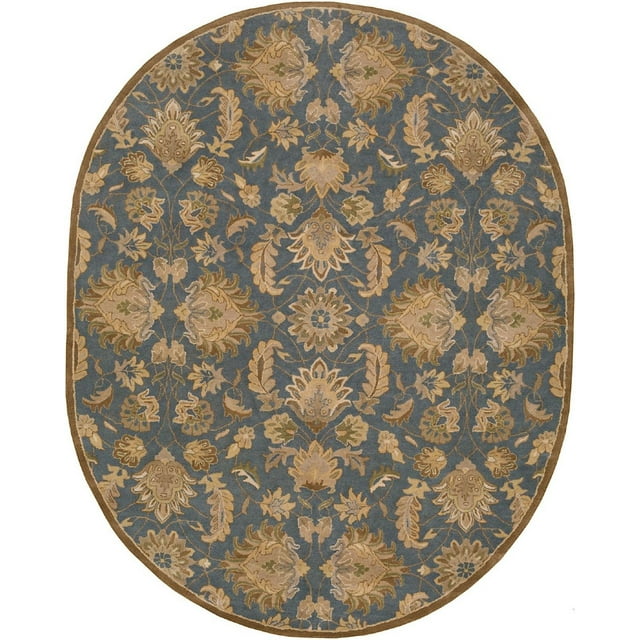 Traditional Corinne Collection Area Rug in Sky Color and Hearth, Oval ...