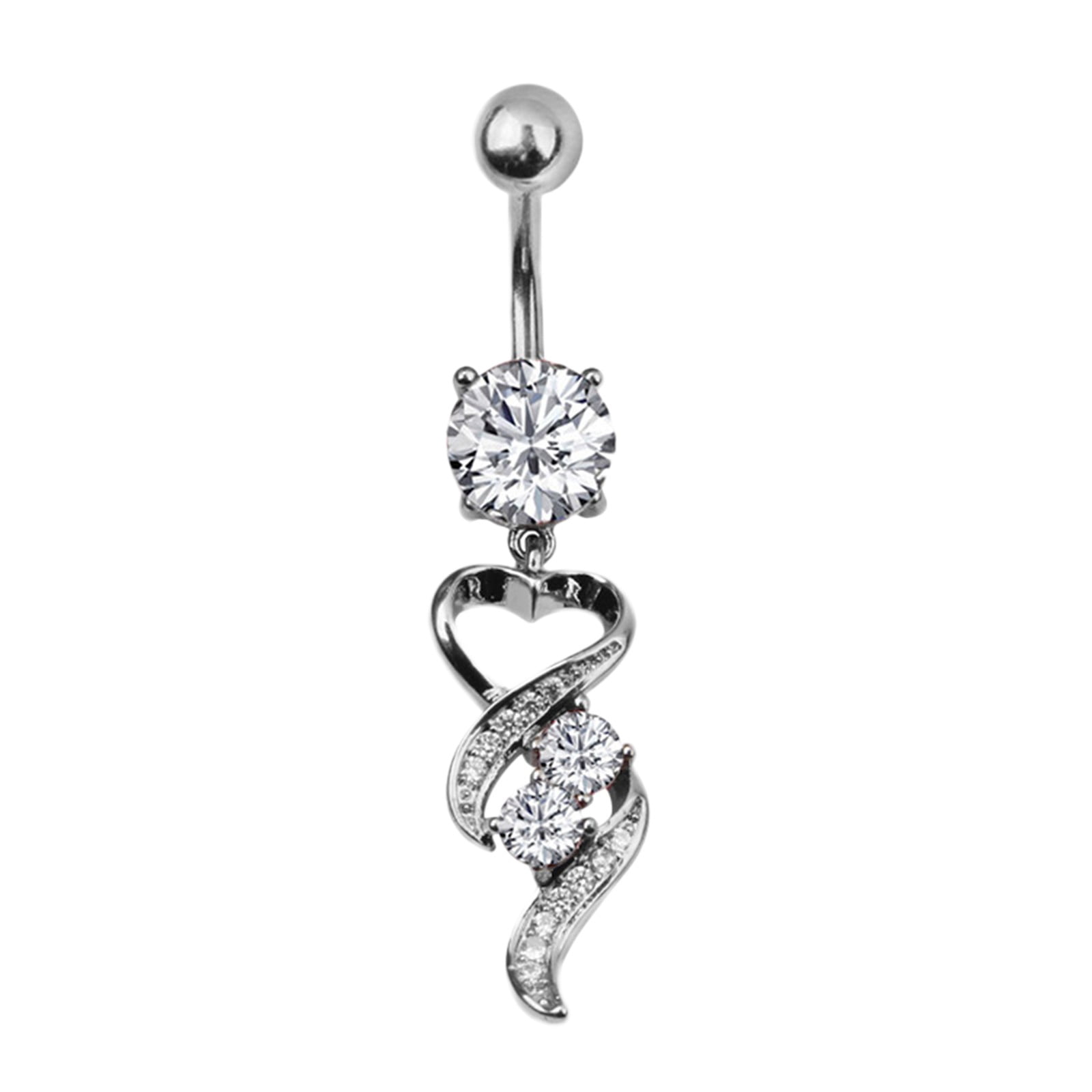 Heiheiup Stainless Steel Rhinestone Navel Belly Button Rings Geometric