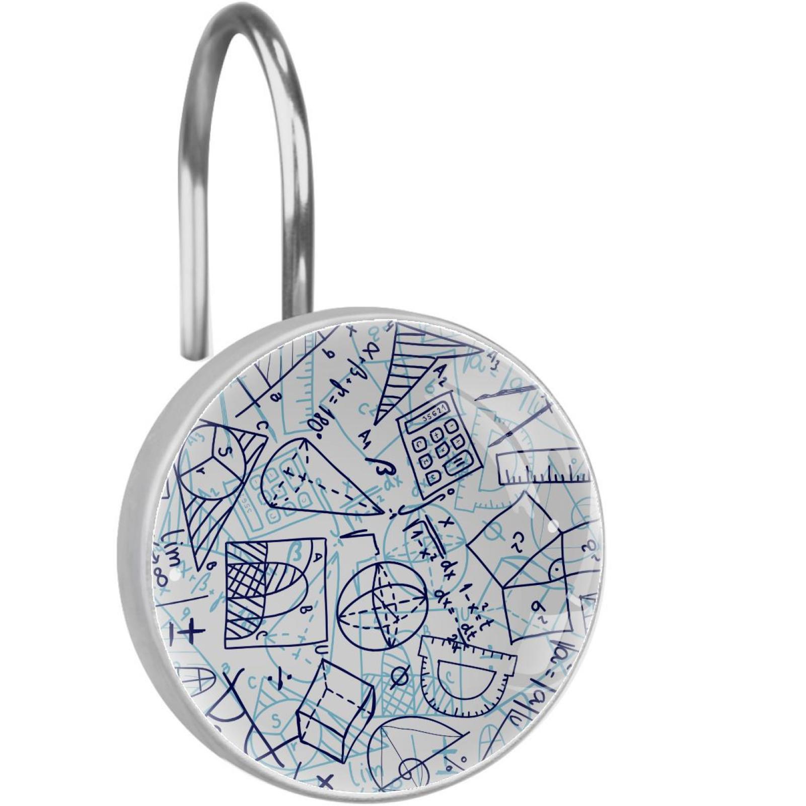 School Mathematics Shower Curtain Hooks（Set of 12）for Home Hotel Shower ...