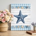 Blue Anchor Coastal Canvas Wall Art for Living Room, Summer Starfish ...