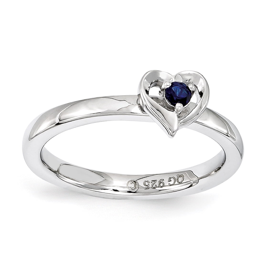 Created Sapphire Sterling Silver Heart Ring - Walmart.com