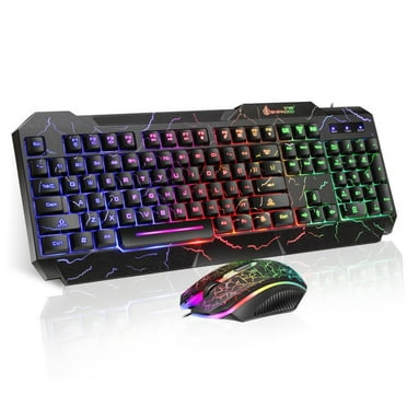 Rainbow Backlit Gaming Keyboard and Mouse Combo Set USB Keyboard RGB ...
