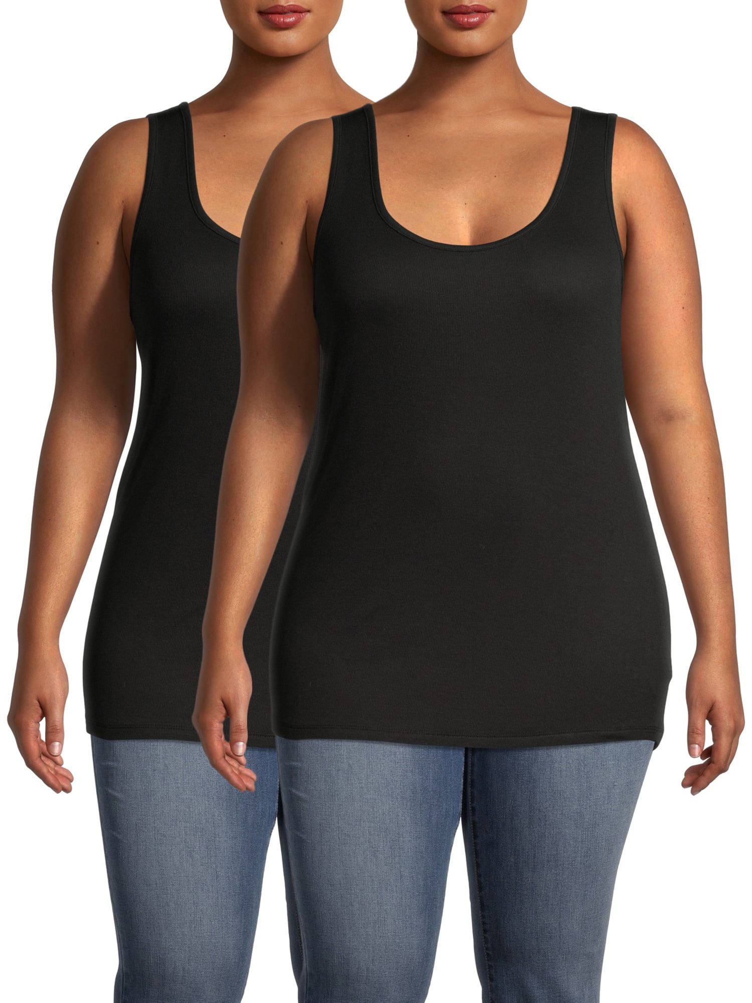 Terra & Sky Women's Plus Size Everyday Essential Layering Tank Top, 2 ...