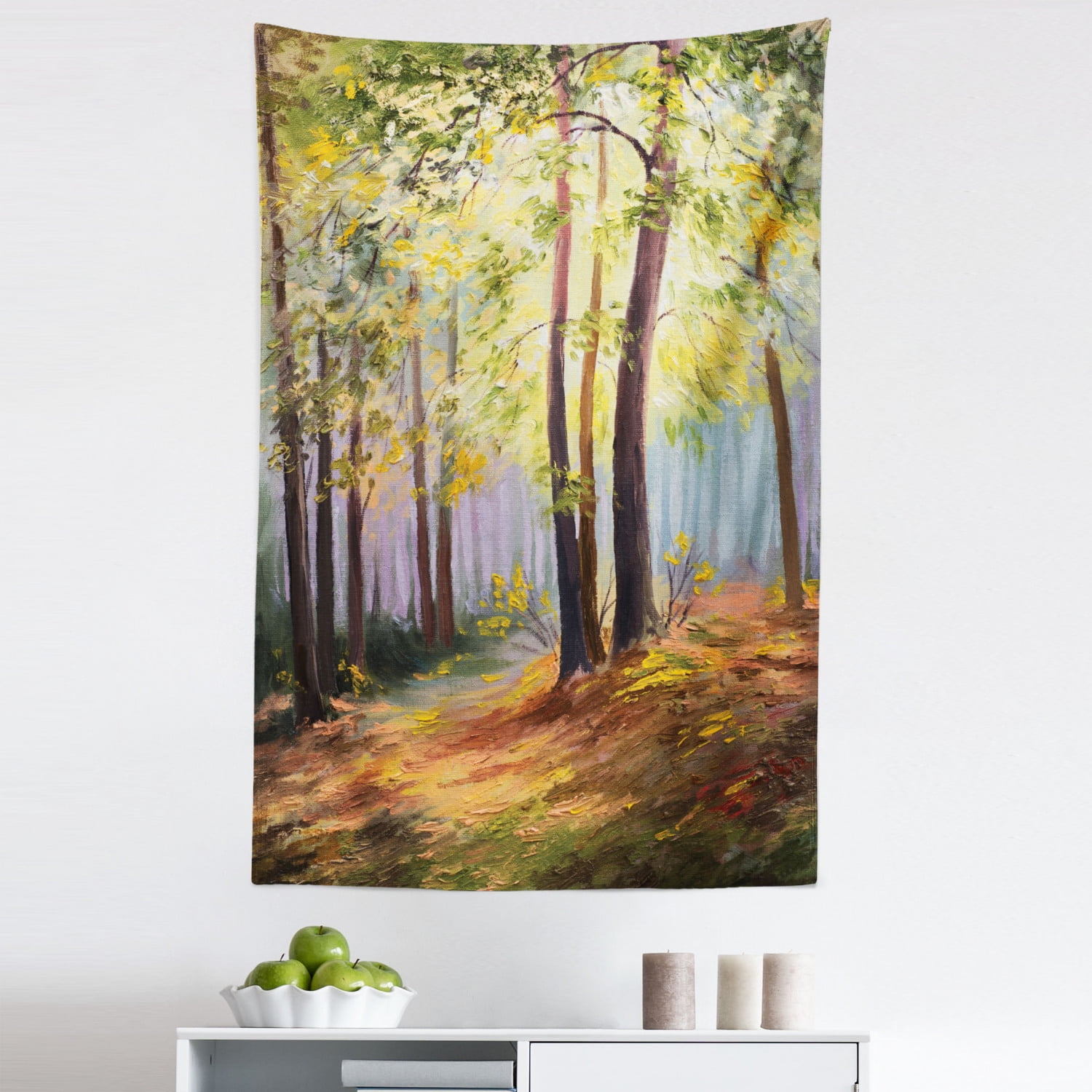Country Tapestry, Image of Spring Landscape in Forest with Falling Leaf ...
