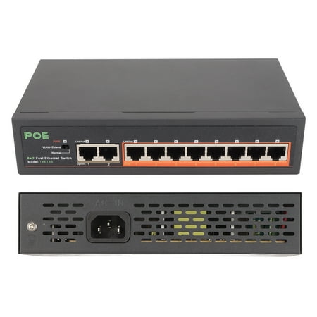 PoE Switch With VLAN Isolation, 8 Ports 10/100Mbps 90W RJ45 Adaptive ...