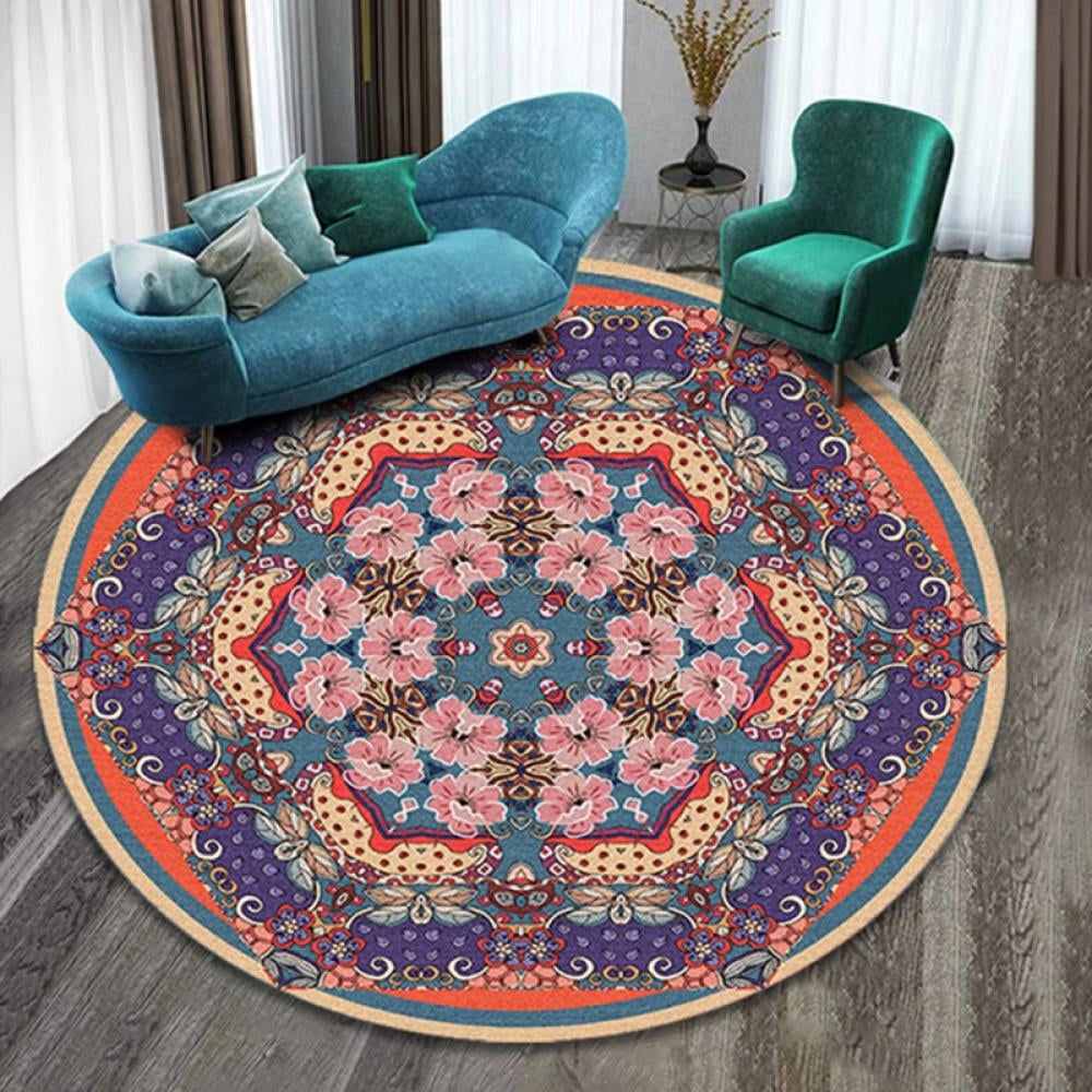 Boho Tribal Round Rug - 16 Inch Persian Small Round Area Rug Door Mat ...