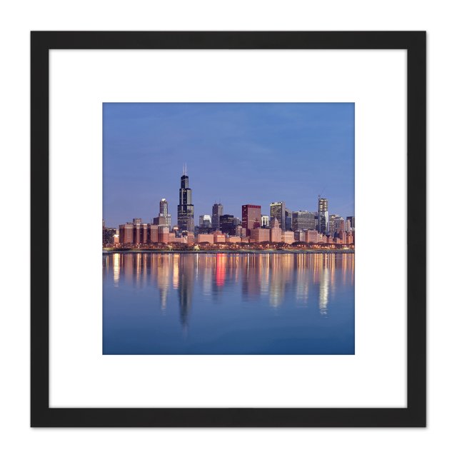 Schwen Chicago Skyline Sunrise Reflection Panorama 8X8 Inch Square ...
