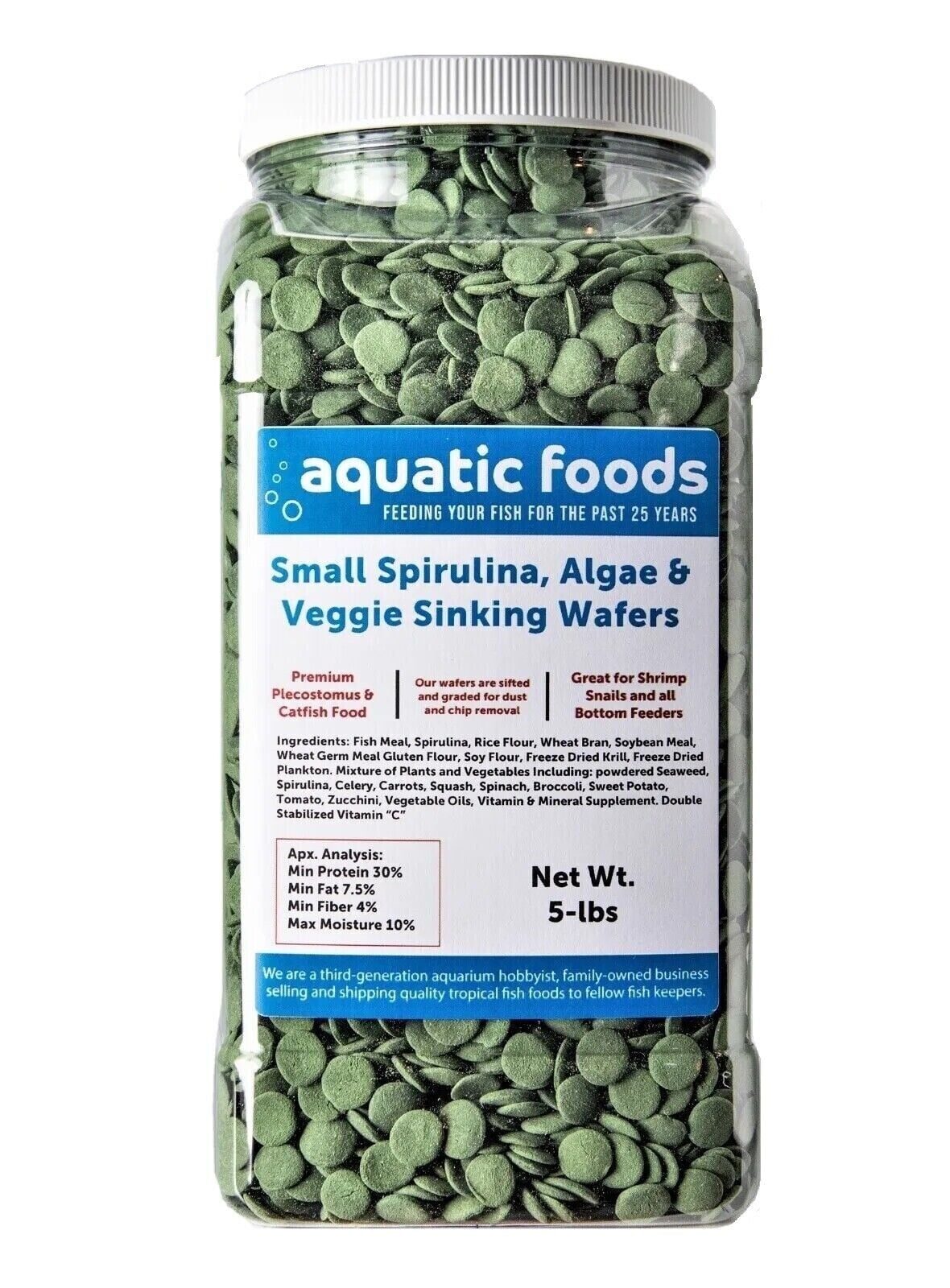 Spirulina, Algae & Veggie 1/2" Small Sinking Wafers for Bottom Fish ...