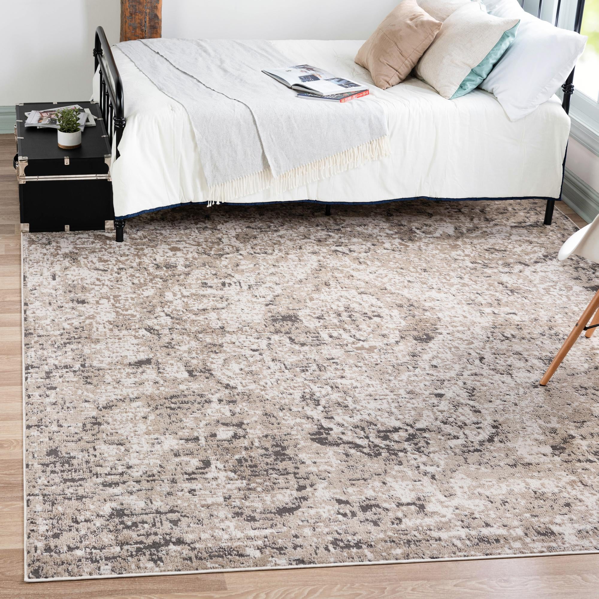 Rugs.com Oregon Collection Rug – 4 Ft Square Beige Low-Pile Rug Perfect ...