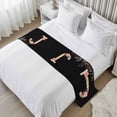 Black Letter J Flower Bed Runner Twin Size Watercolor Alphabet J Pink ...