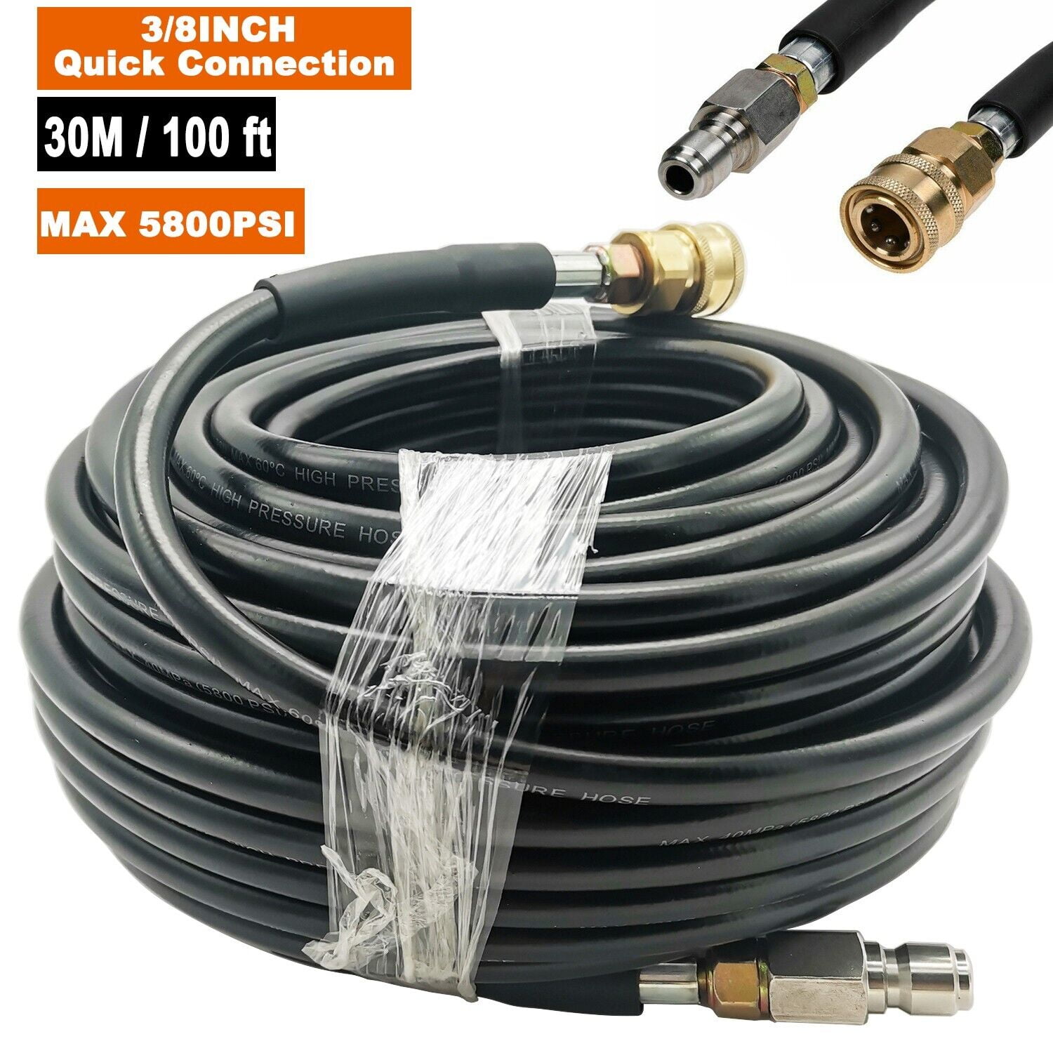iMeshbean 100FT 5800PSI Replacement High Pressure Power Washer Hose -3/ ...