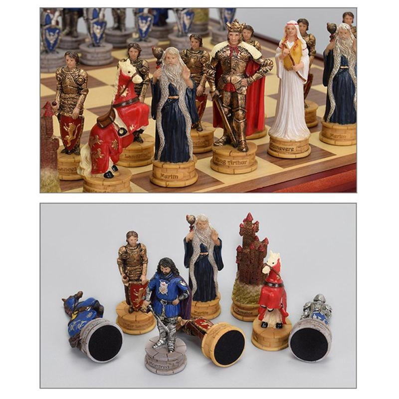 Buy King Arthur Chess Set with Wooden Board New 44x44cm 32 Resin Chess ...