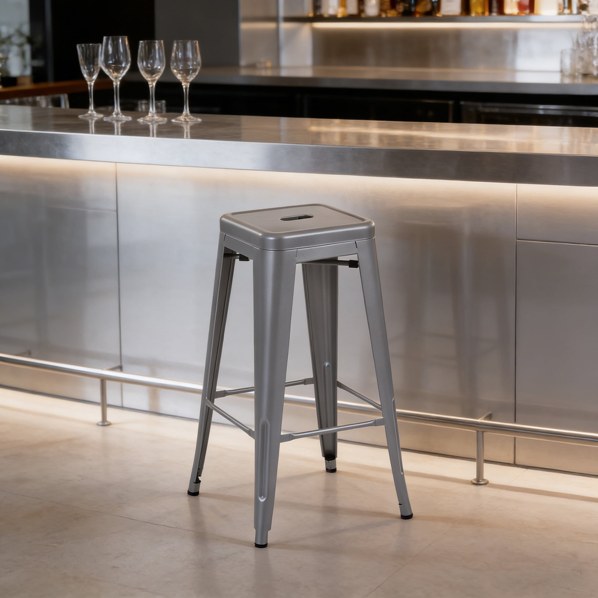 Click here for Mainstays 24 Inch Metal Barstools Set Of 4 Silver... prices