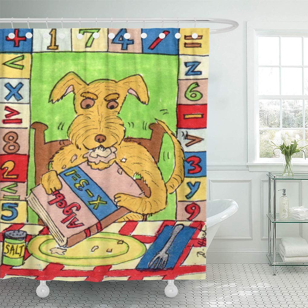 ATABIE Colorful Cute Dog Eating Math Homework Mini Whimsical Algebra ...