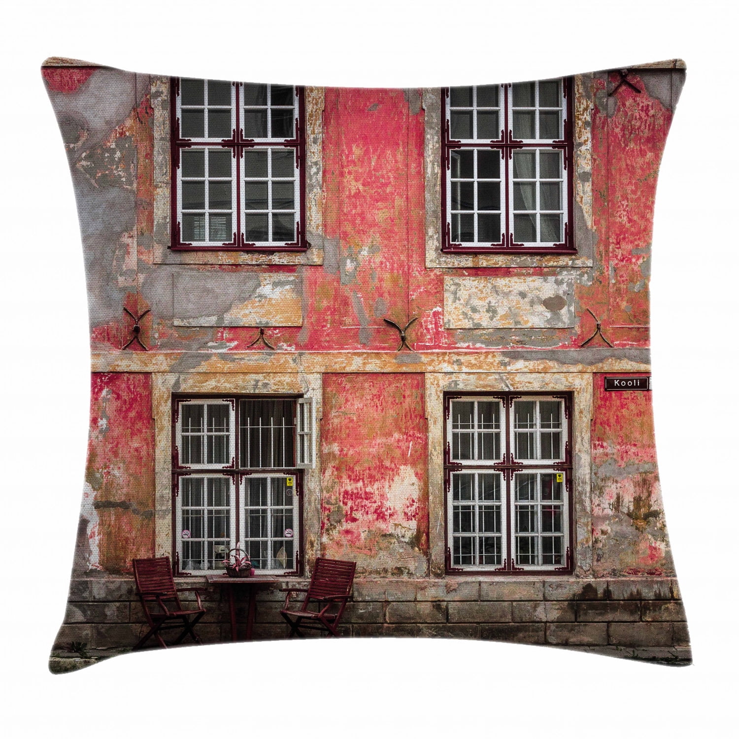 Urban Throw Pillow Cushion Cover, Medieval European Structure Nordic ...