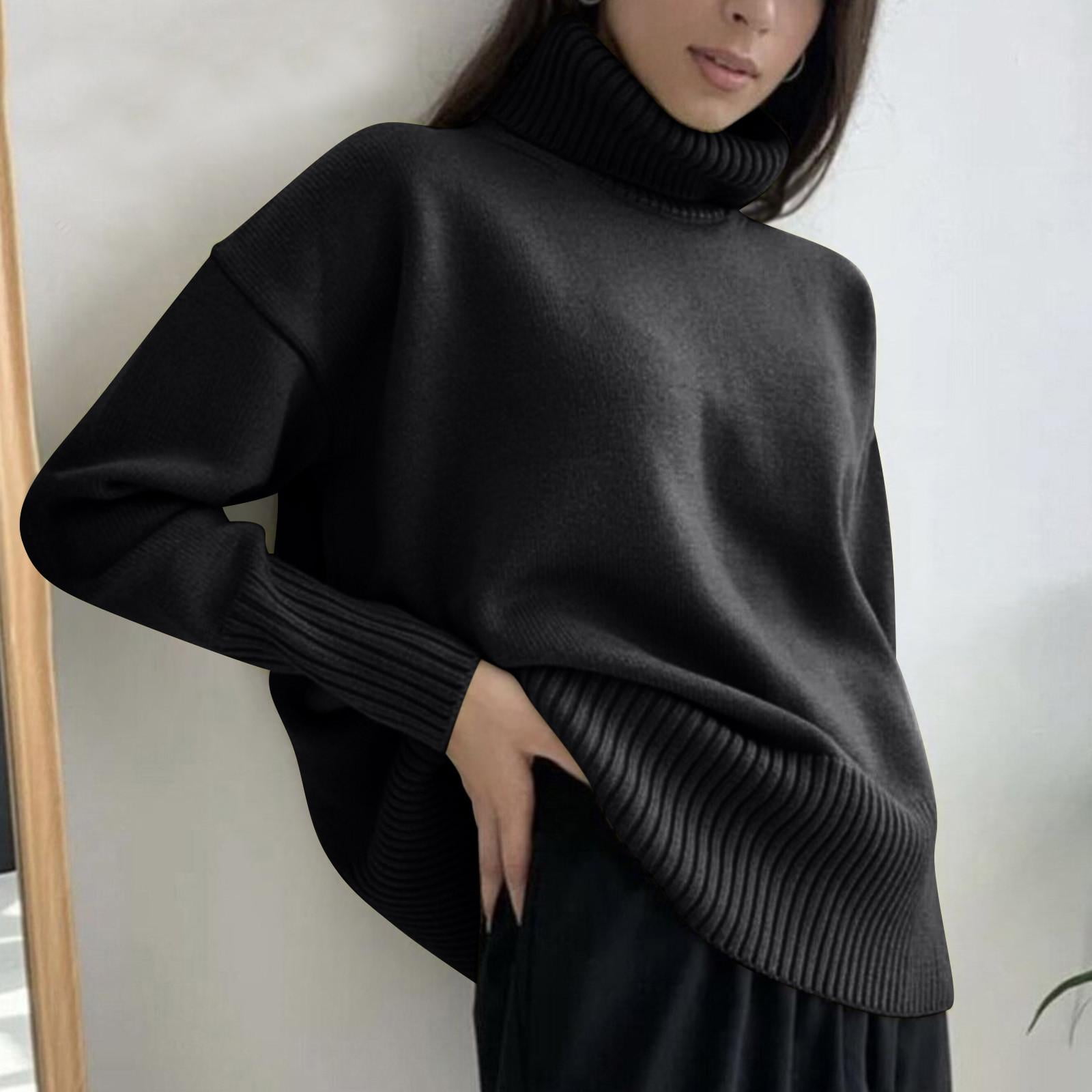 Guzom Womens Knitted Pullover Loose Fall and Winter Turtleneck Sweaters ...