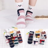 5 Pairs Women Kawaii 3D Ears Cartoon Animal Dog Rabbit Bear Striped ...
