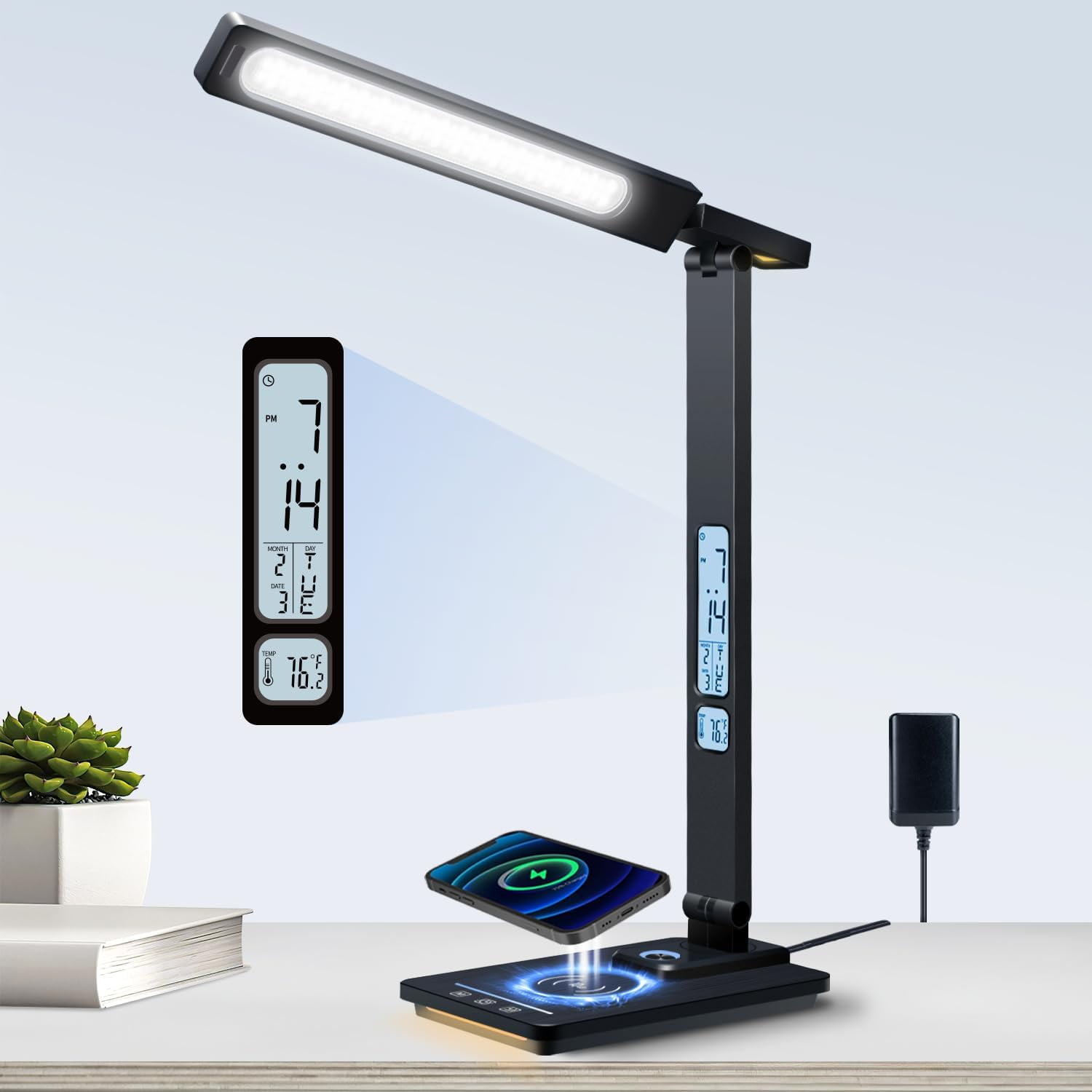 Led Desk Lamp with Wireless Charger, Desk Lamps for Home Office with ...