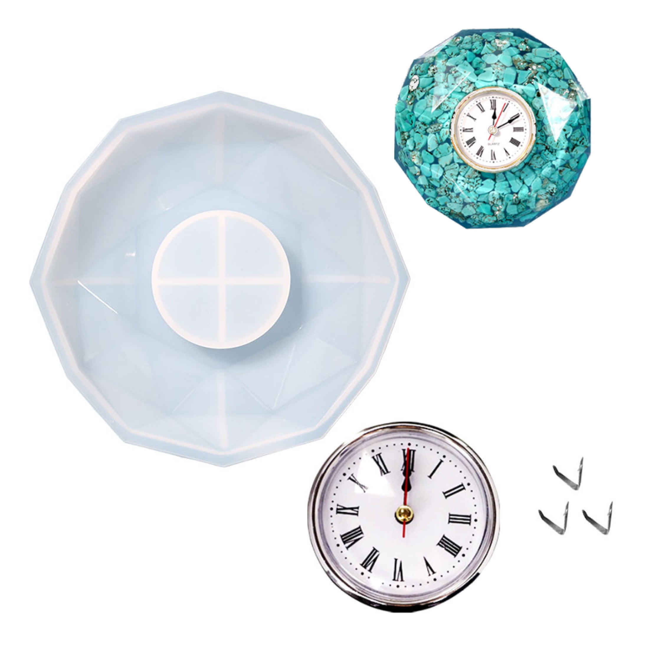 LICHENGTAI Polygon Epoxy Silicone Wall Clock Crystal Gel Dripping Mold ...