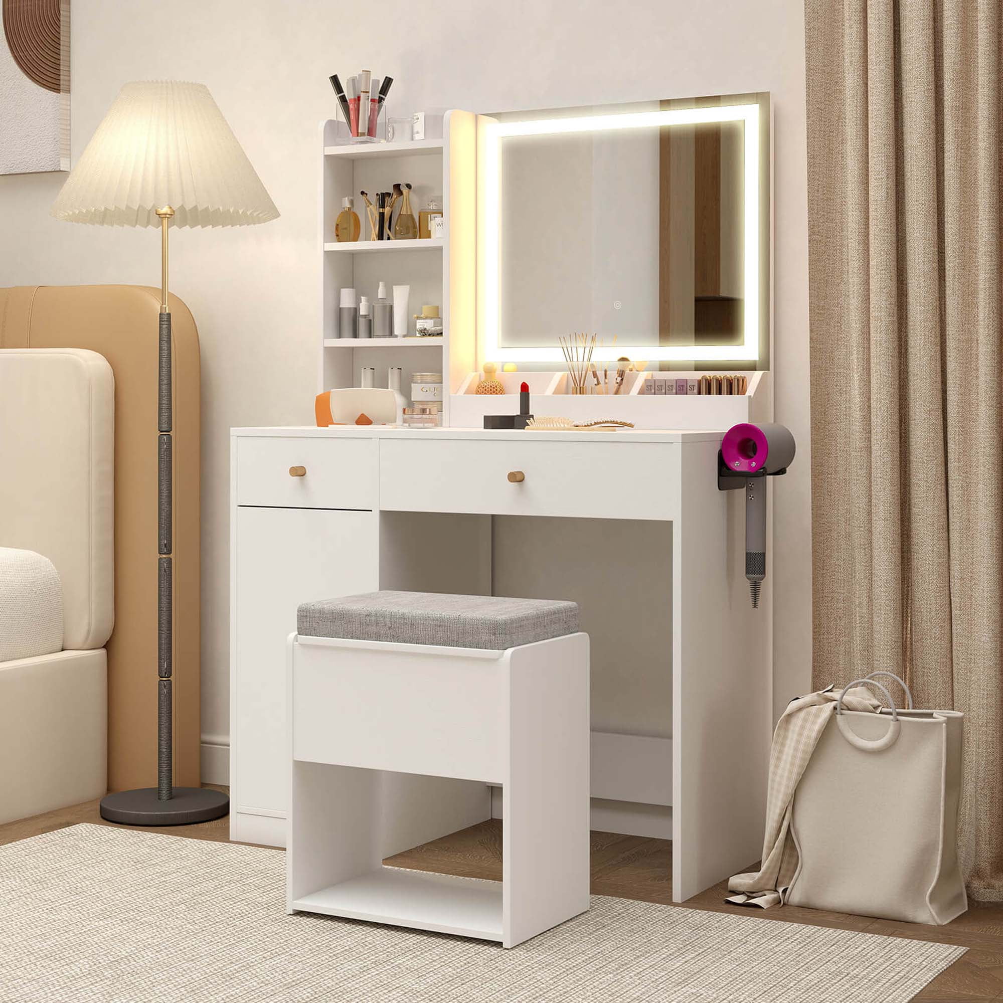 Click here for Costway Vanity Set Dressing Table And Chair Set Wi... prices