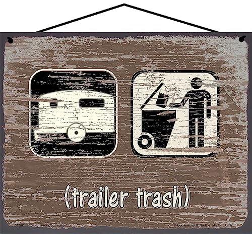 8x10 Brown Vintage Style Sign - "Trailer Trash" With Camping-Themed ...