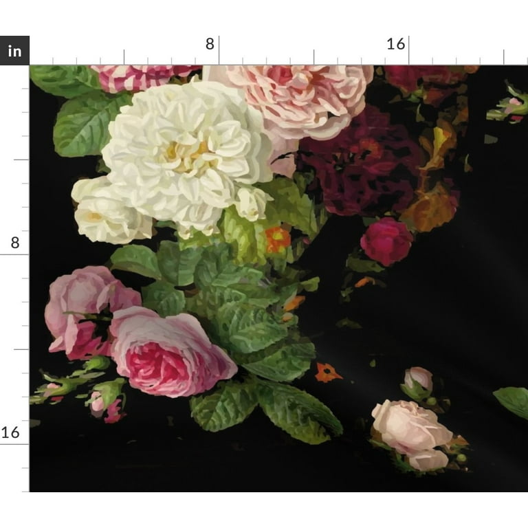 Vintage Rose Fabric Black