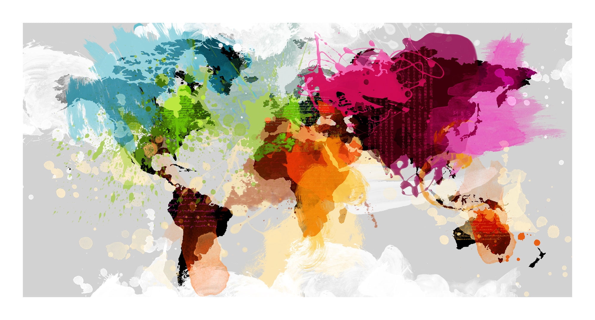 Beautiful Colorful Statement World Map; One 24x12in Unframed Poster ...