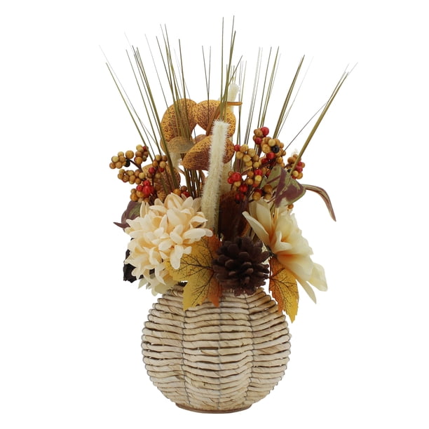 Better Homes & Gardens 16” Artificial Floral Plant in Light Wicker ...