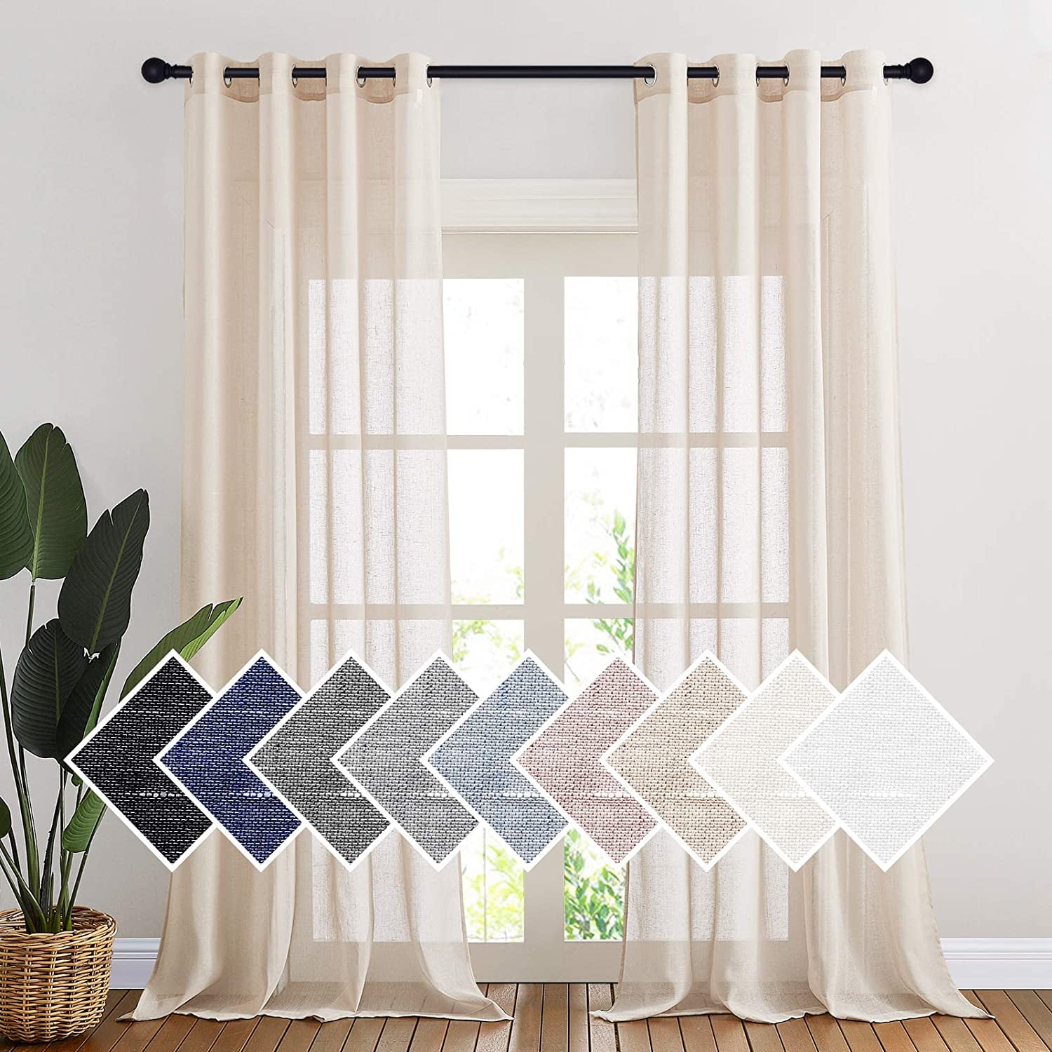 Click here for Siabc-Extra Long Sheer Curtains - Grommet Top Curt... prices