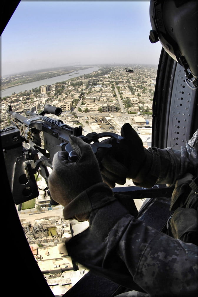 24"x36" Gallery Poster, UH-60 black hawk helicopter door gunner ...