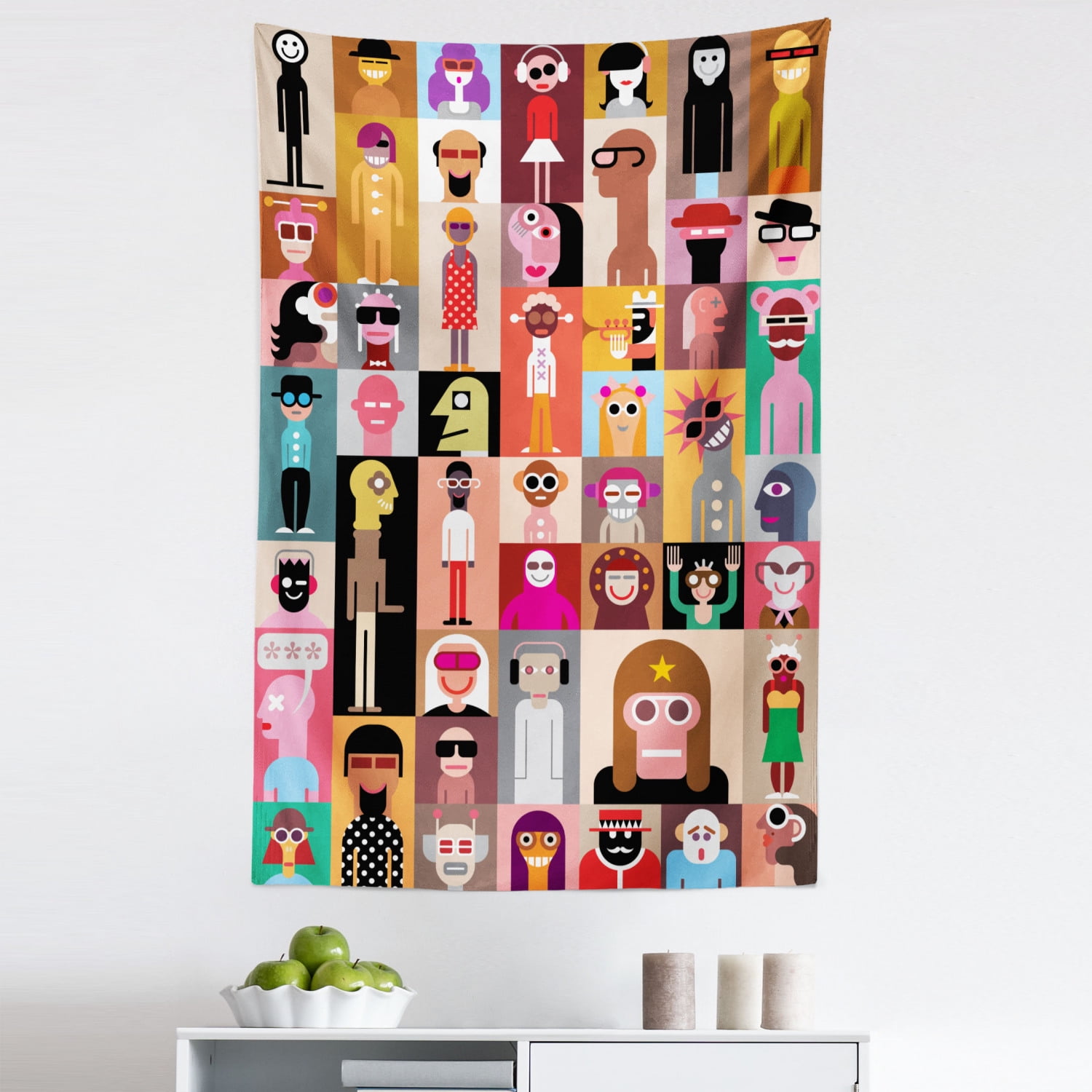 Colorful Tapestry, Design of People Portraits Art Composition of ...